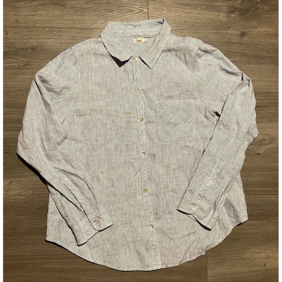 Faherty | Tops | Faherty Shirt Womens Large Blue White Striped Laguna ...